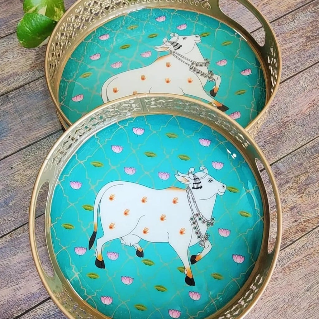 Unique Pichwai Tray set of 2 – Royal Entice