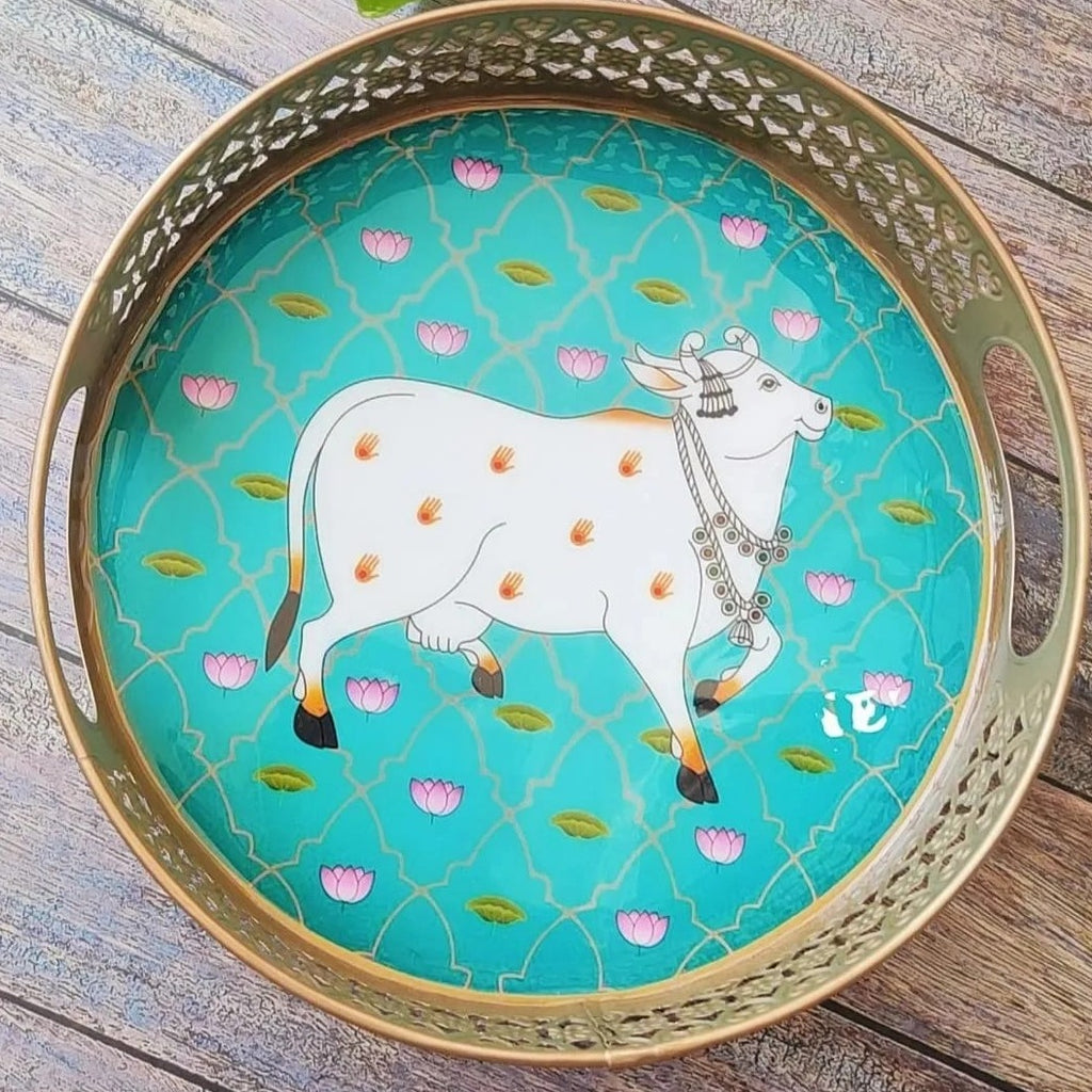 Unique Pichwai Tray set of 2 – Royal Entice