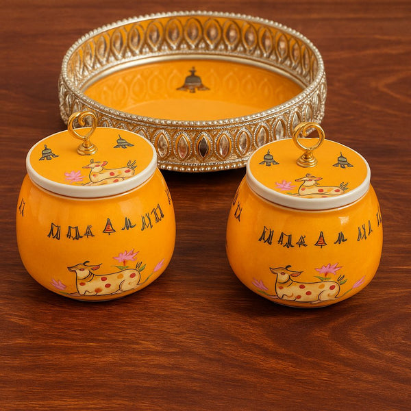 German Silver Tray & Jar set – Royal Entice